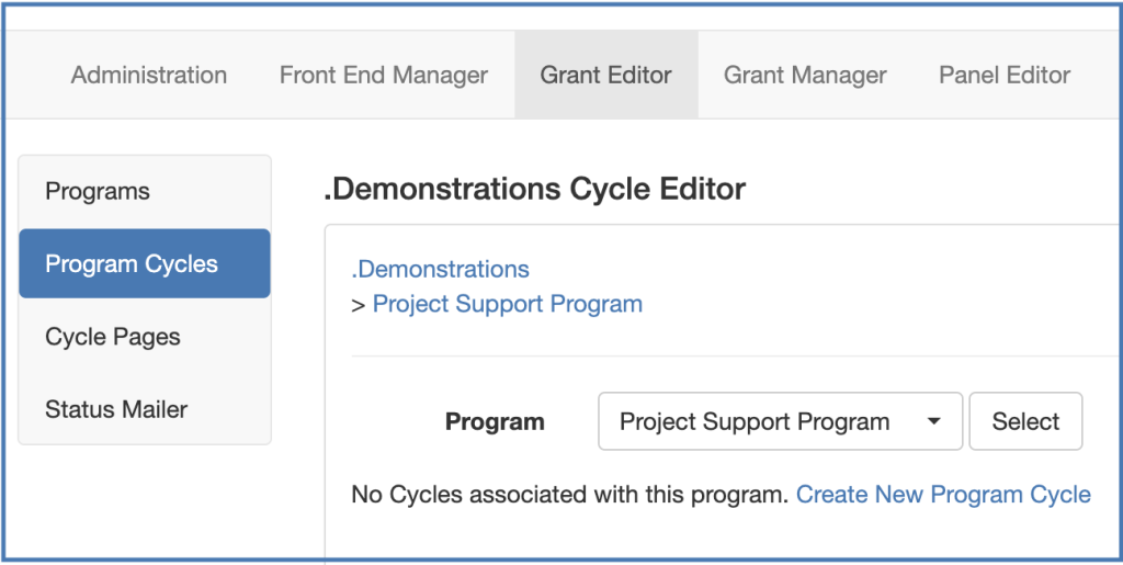 create new program cycle - GO Smart™