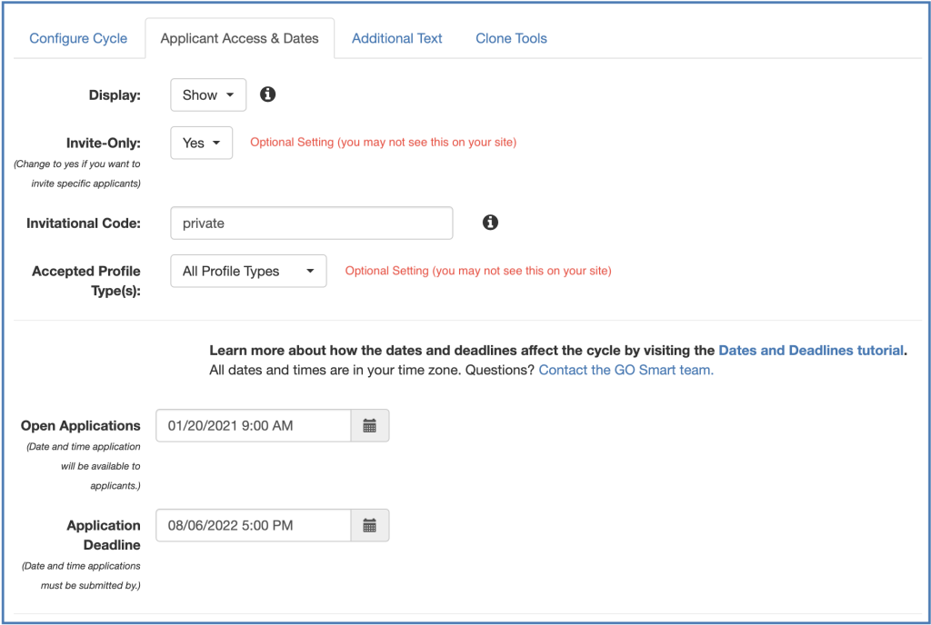 Program Cycles - Understanding the Fields - GO Smart™