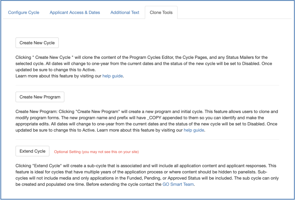 Program Cycles - Understanding the Fields - GO Smart™